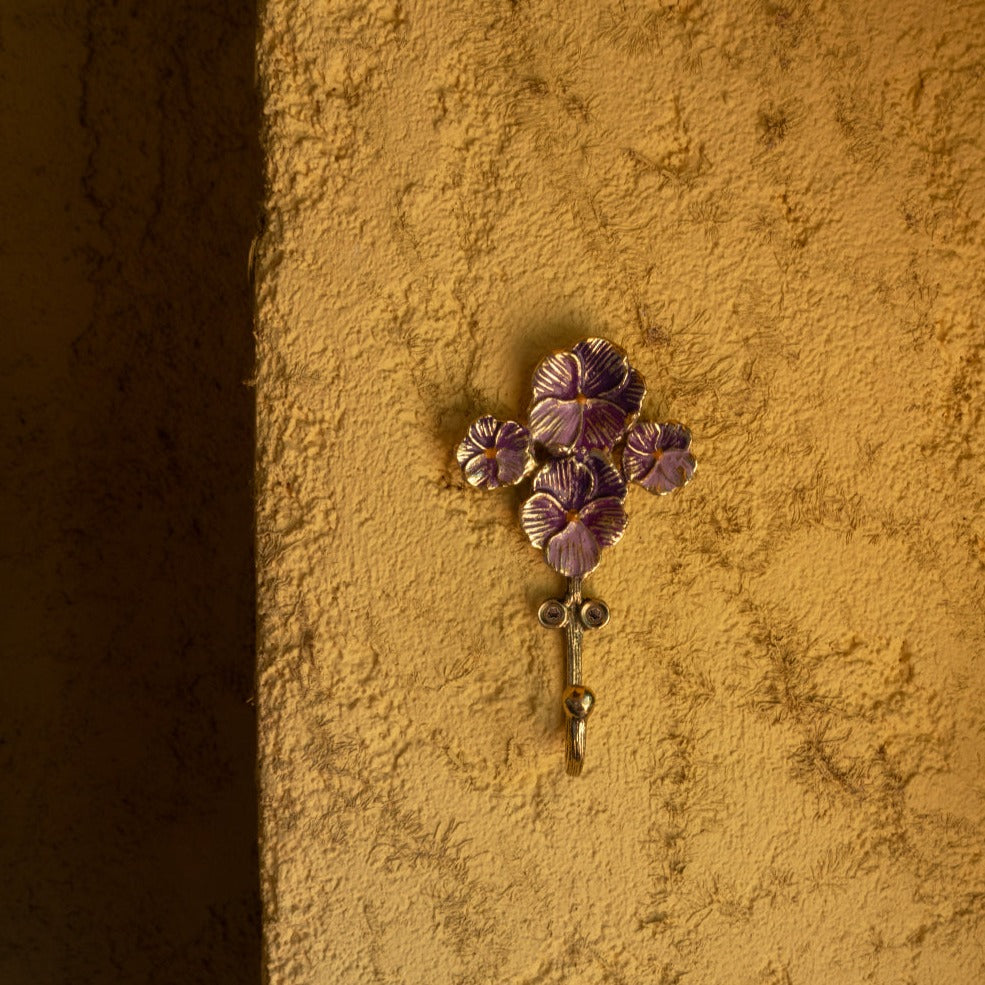 Violet Wall Hook Recycled Brass Candlestock