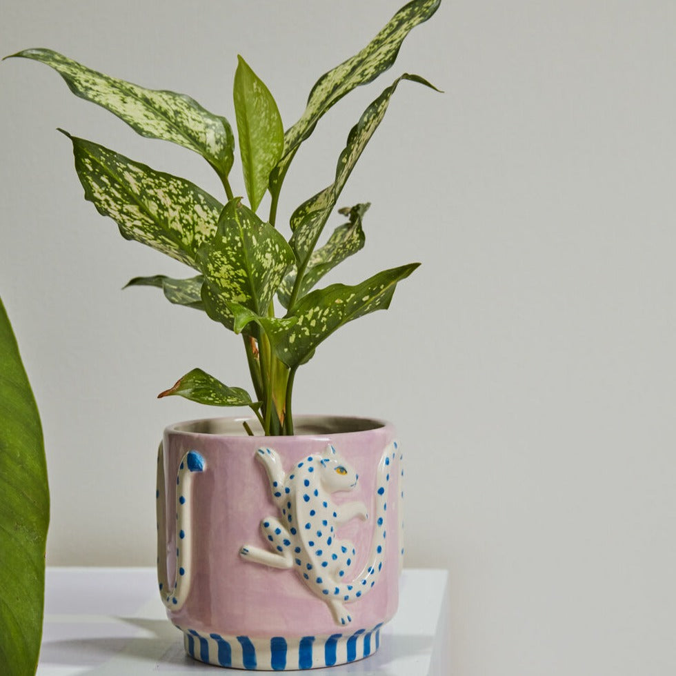 Ceramic Leopard Planter – Candlestock