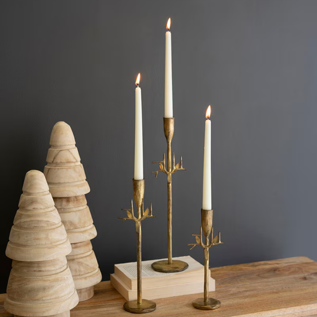 Forged Iron antique Gold Deer Taper Holders – Candlestock