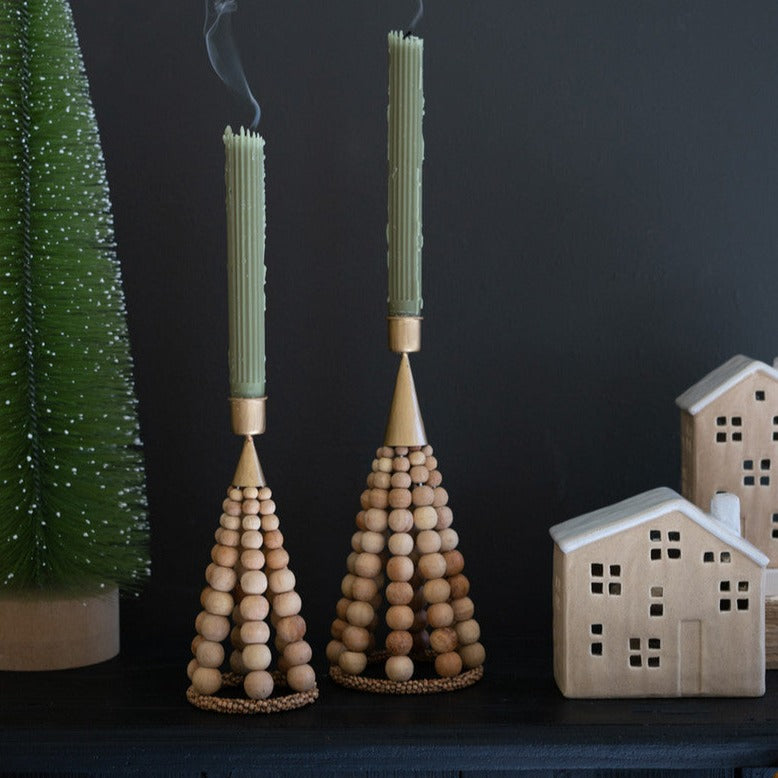 Beaded Christmas Tree Taper Candle Holders – Candlestock