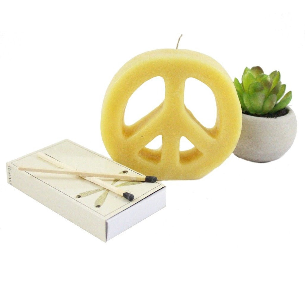 Beeswax Peace Sign Candle - Woodstock Candles – Candlestock