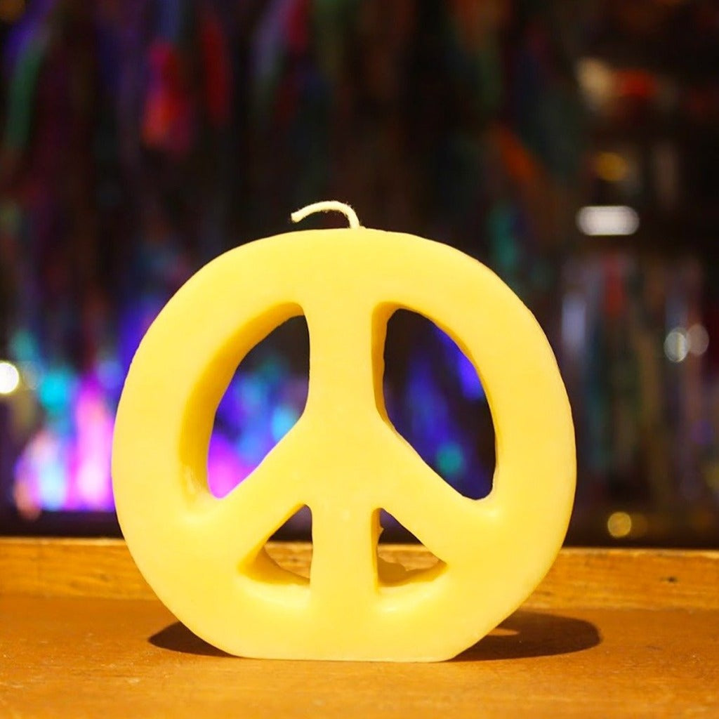 Beeswax Peace Sign Candle - Woodstock Candles — Candlestock