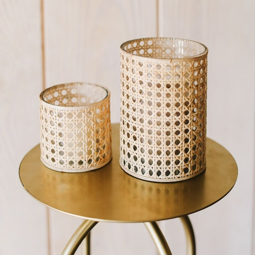 Wicker & Glass Tea Light Candle Lantern – Candlestock
